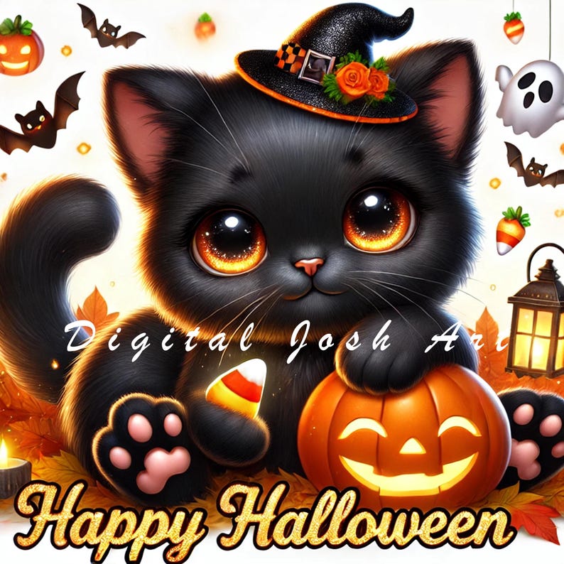 Halloween Black Cat Clipart: Spooky Kitty Designs (digital Download) - Etsy