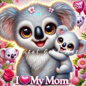 10 JPEG Cute Mother’s Day Koala Clipart Set – Spring Mom & Baby Animal ...