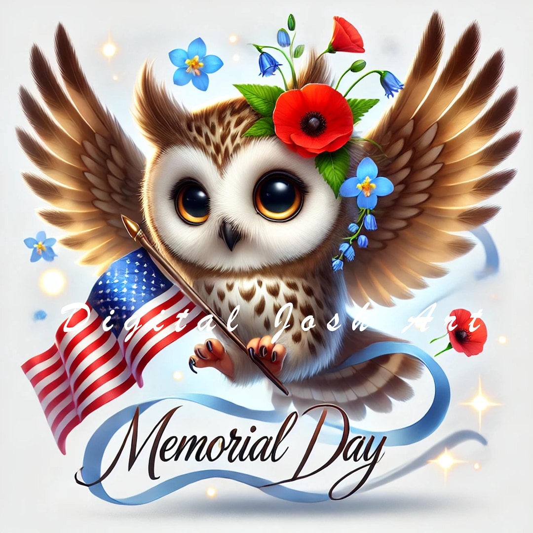 10 JPEG Cute Memorial Day Owl Clipart – Patriotic Summer Bird Art ...