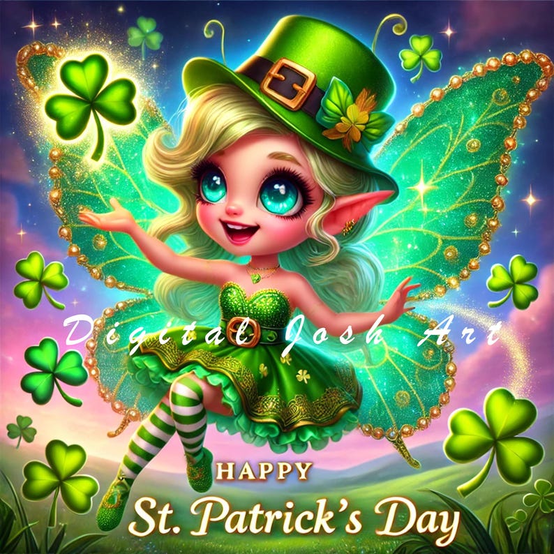 10 JPEG Cute St Patrick’s Day Fairy Clipart Bundle - Winter Fairy ...