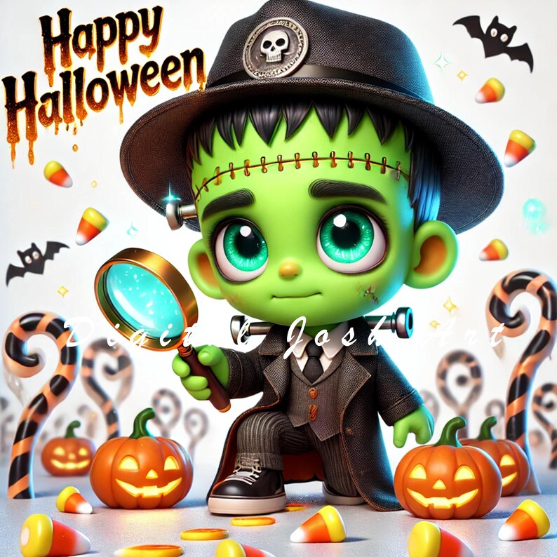 10 JPEG Cute Halloween Frankenstein Clipart – Spooky Autumn Monster ...
