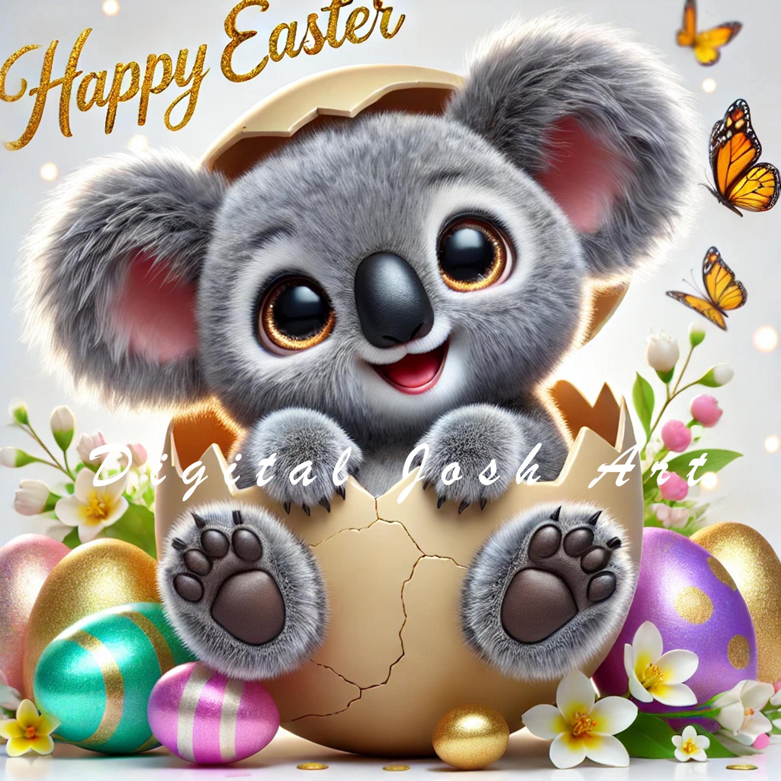 10 JPEG Cute Easter Koala Clipart Bundle - Spring Koala Designs ...