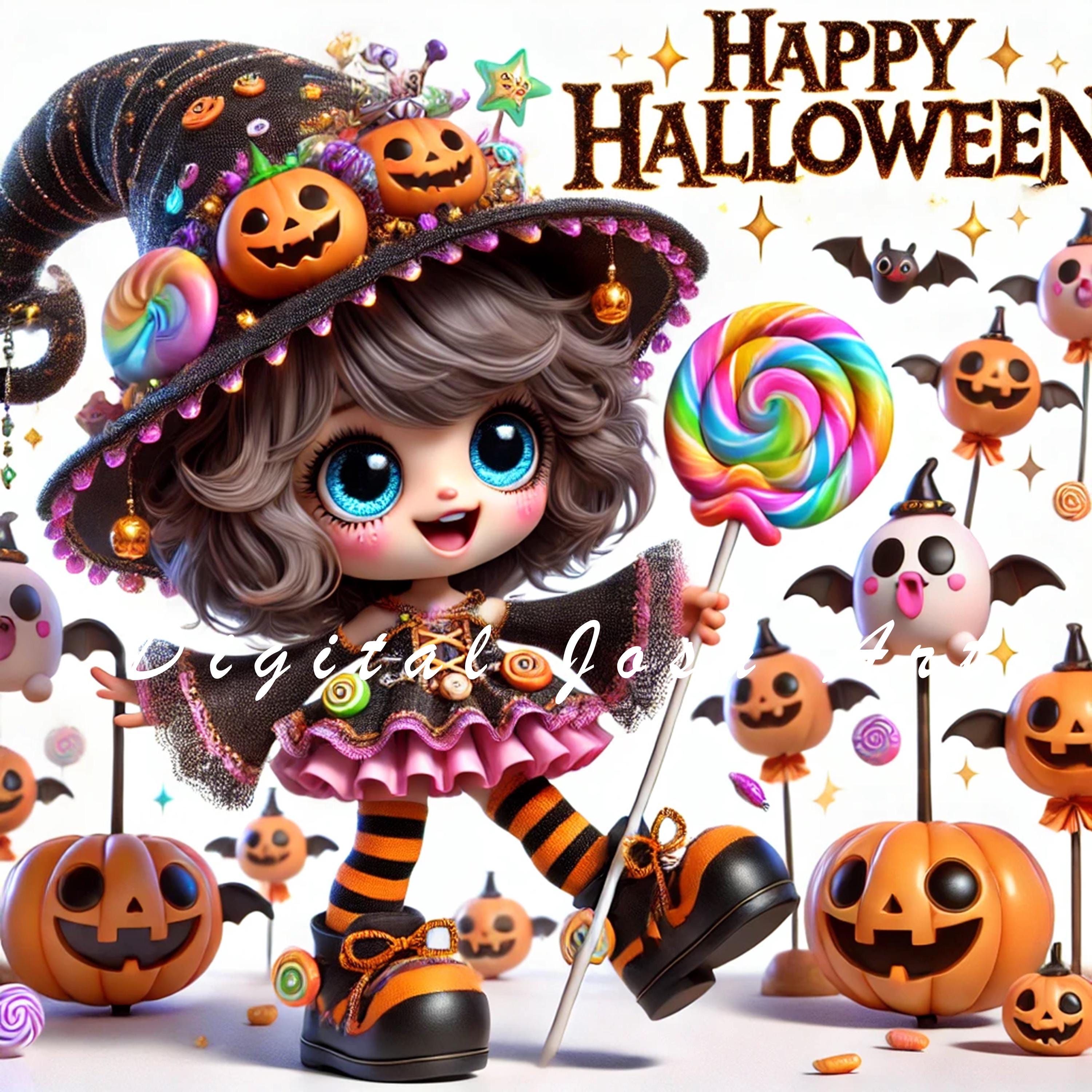 10 JPEG Cute Halloween Witch Clipart – Spooky Autumn Witch Designs ...