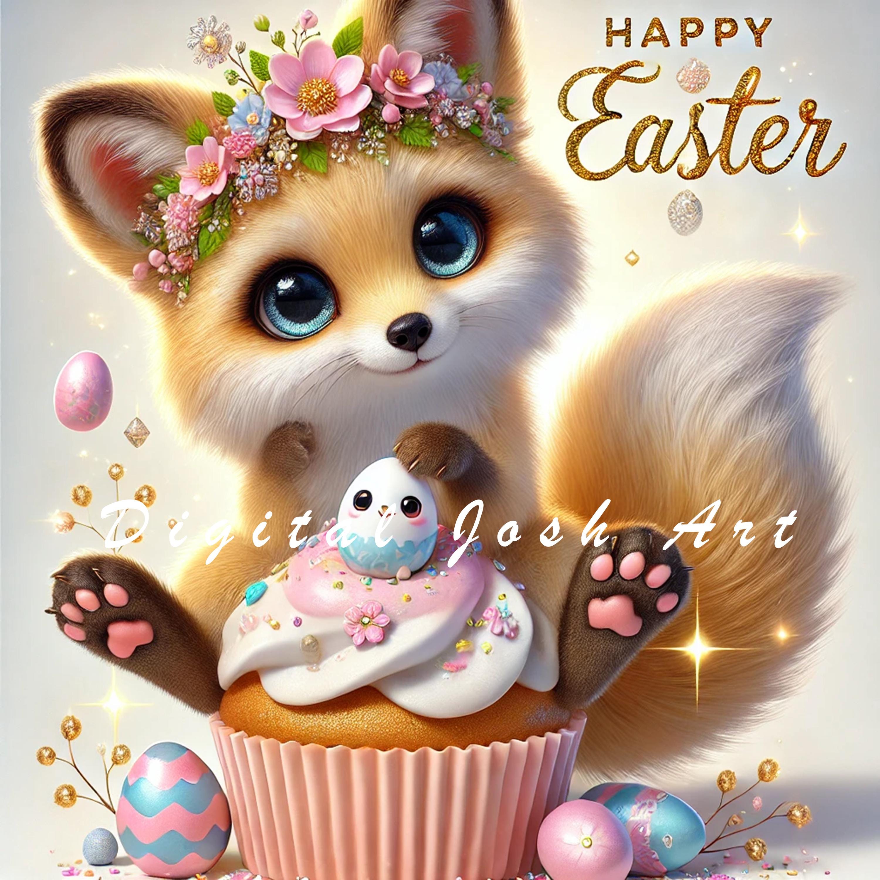 10 JPEG Cute Easter Fox Clipart Bundle - Spring Woodland Designs ...