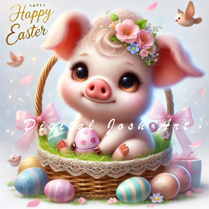 10 JPEG Cute Easter Piggy Clipart Bundle - Spring Piggy Designs ...