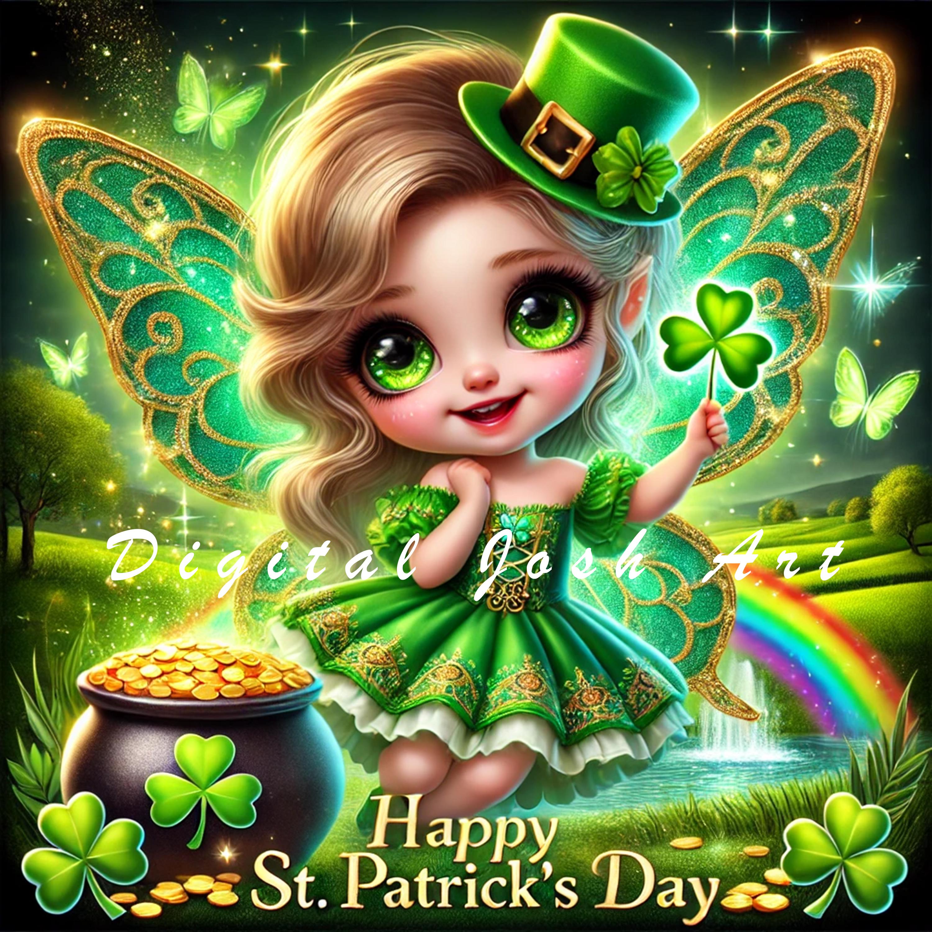 10 JPEG Cute St Patrick’s Day Fairy Clipart Bundle - Winter Fairy ...