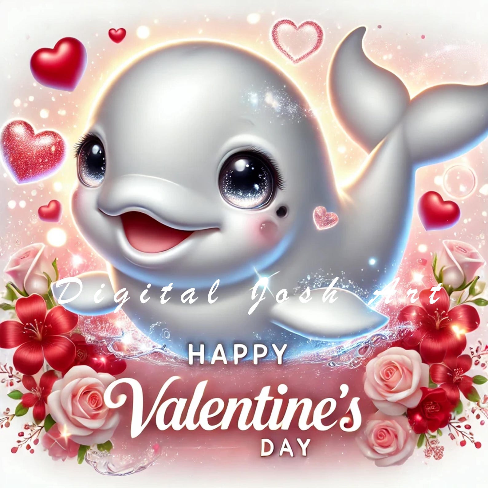 10 JPEG Cute Valentine’s Day Beluga Whale Clipart Bundle - Winter ...