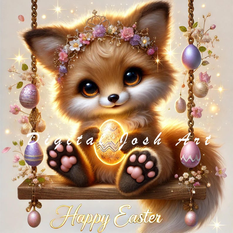 10 JPEG Cute Easter Fox Clipart Bundle - Spring Woodland Designs ...