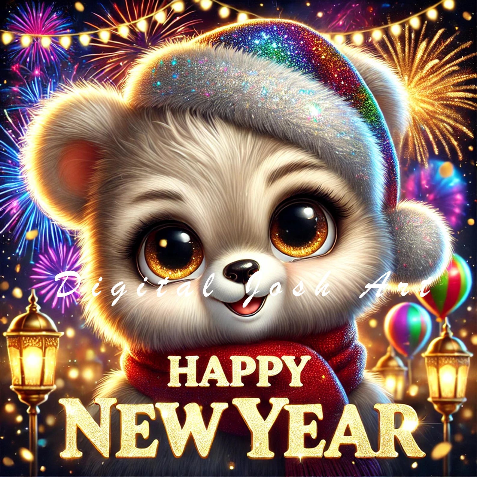 Cute New Year Bear Clipart Bundle 10 JPEG Winter Animal Designs ...