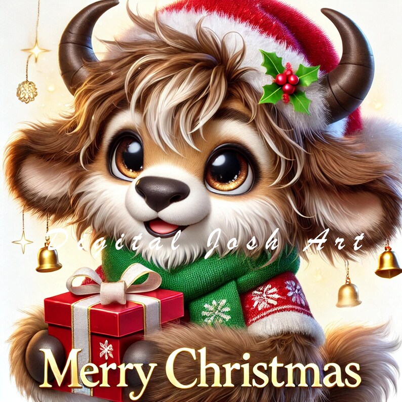 10 JPEG Cute Christmas Tauren Clipart Bundle - Winter Fantasy Animal ...
