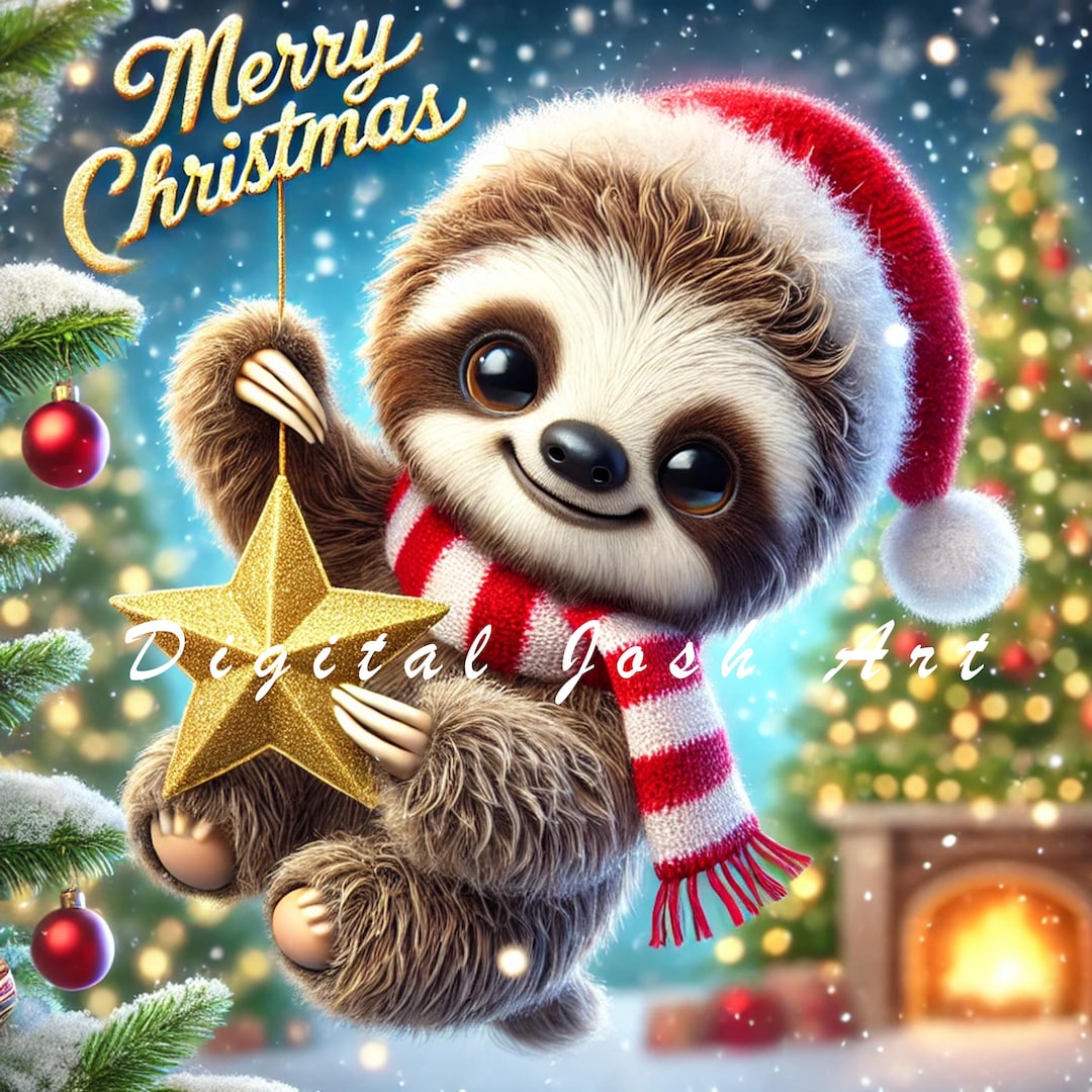 Cute Christmas Sloth Clipart Bundle | 10 JPG Winter Animal Designs for ...