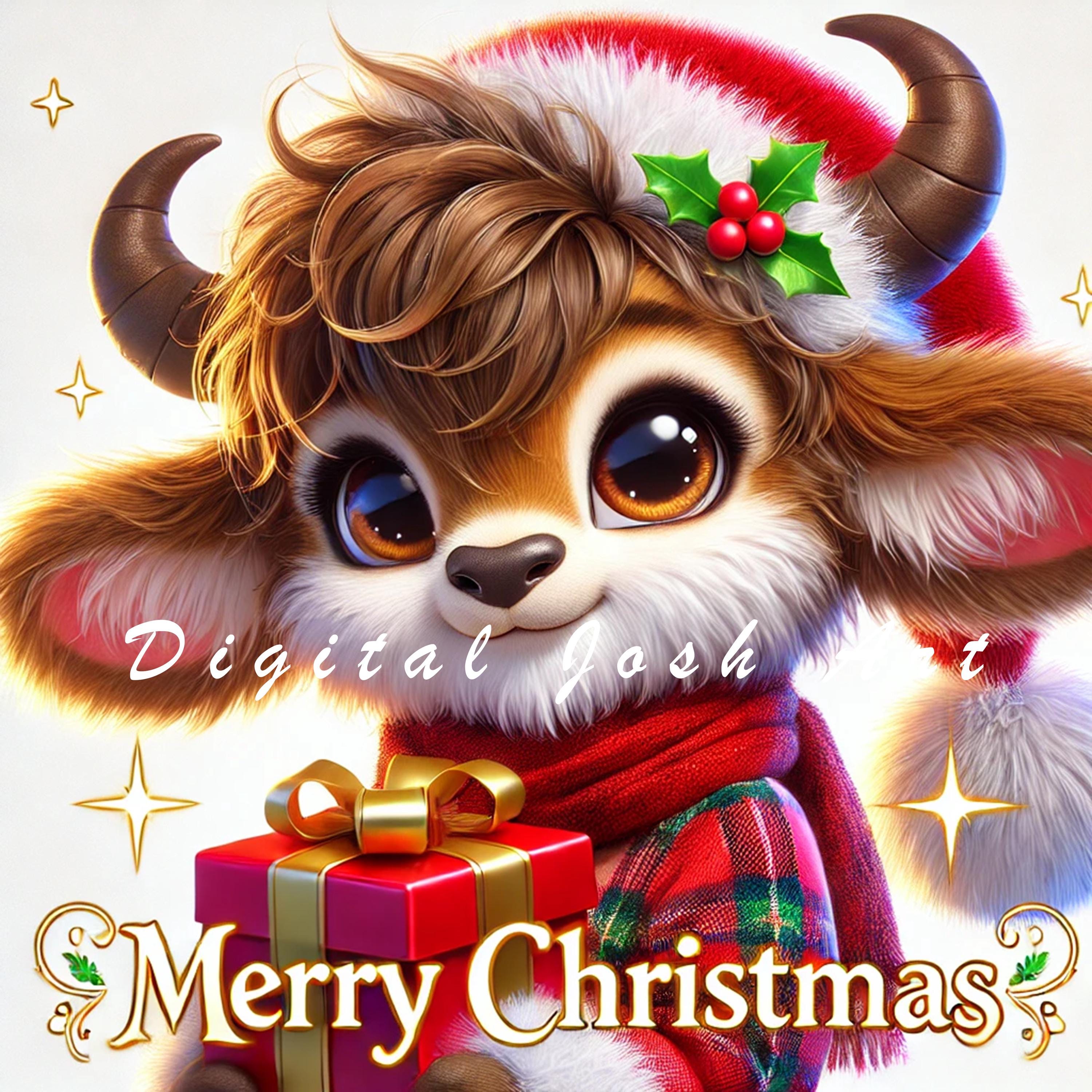 10 JPEG Cute Christmas Tauren Clipart Bundle - Winter Fantasy Animal ...