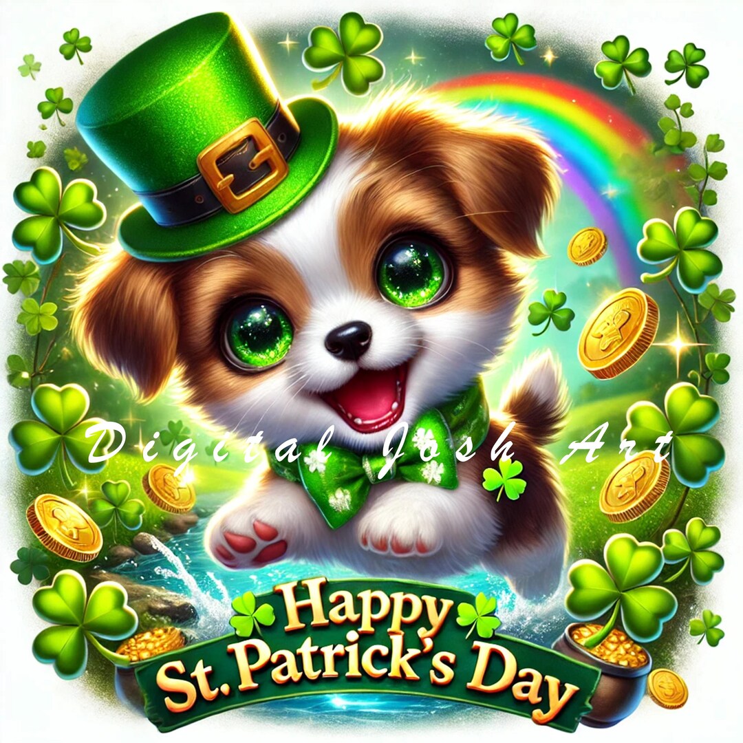 10 JPEG Cute St Patrick’s Day Puppy Clipart Bundle - Winter Puppy ...