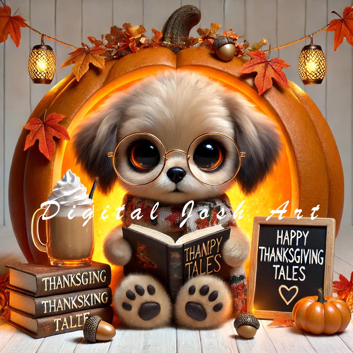 Thanksgiving Puppy Clipart – Autumn Harvest Dog Designs (digital ...