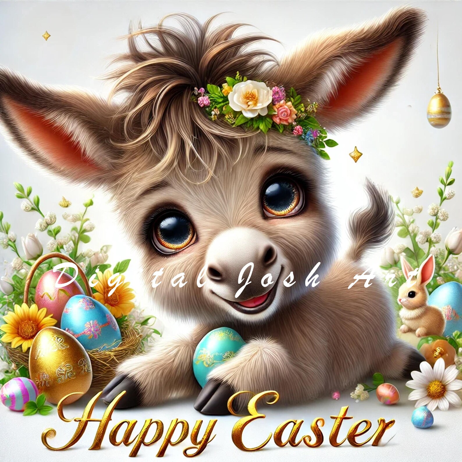 10 JPEG Cute Easter Donkey Clipart Bundle - Spring Farm Animal Designs ...