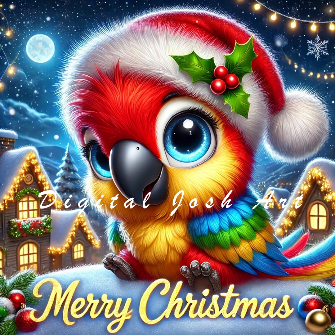 10 JPEG Cute Christmas Macaw Clipart Bundle - Winter Bird Designs ...