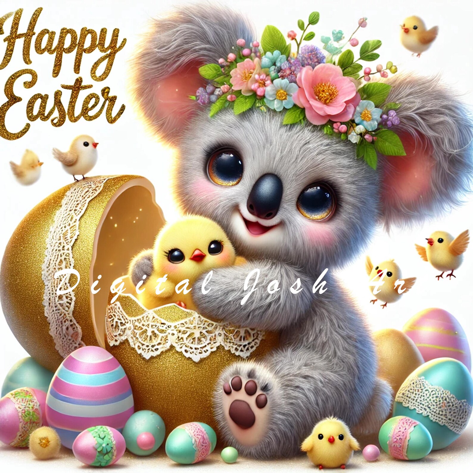 10 JPEG Cute Easter Koala Clipart Bundle - Spring Koala Designs ...
