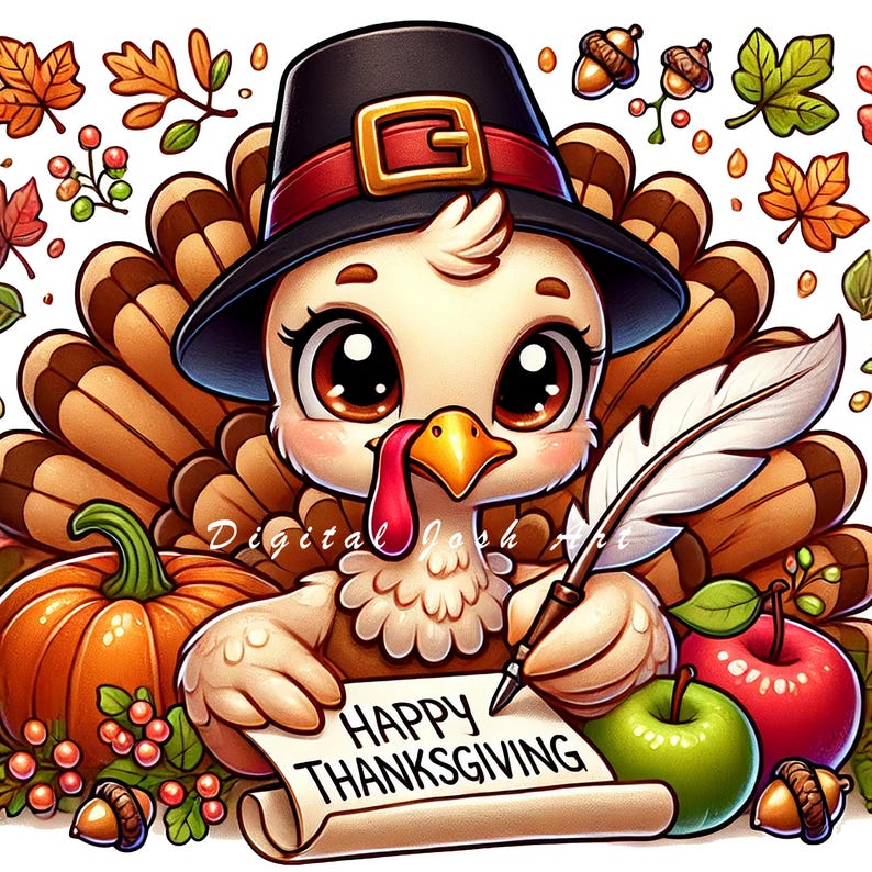 Thanksgiving Clipart Set 10 High-quality Jpgs for Turkey Day Wall Art ...