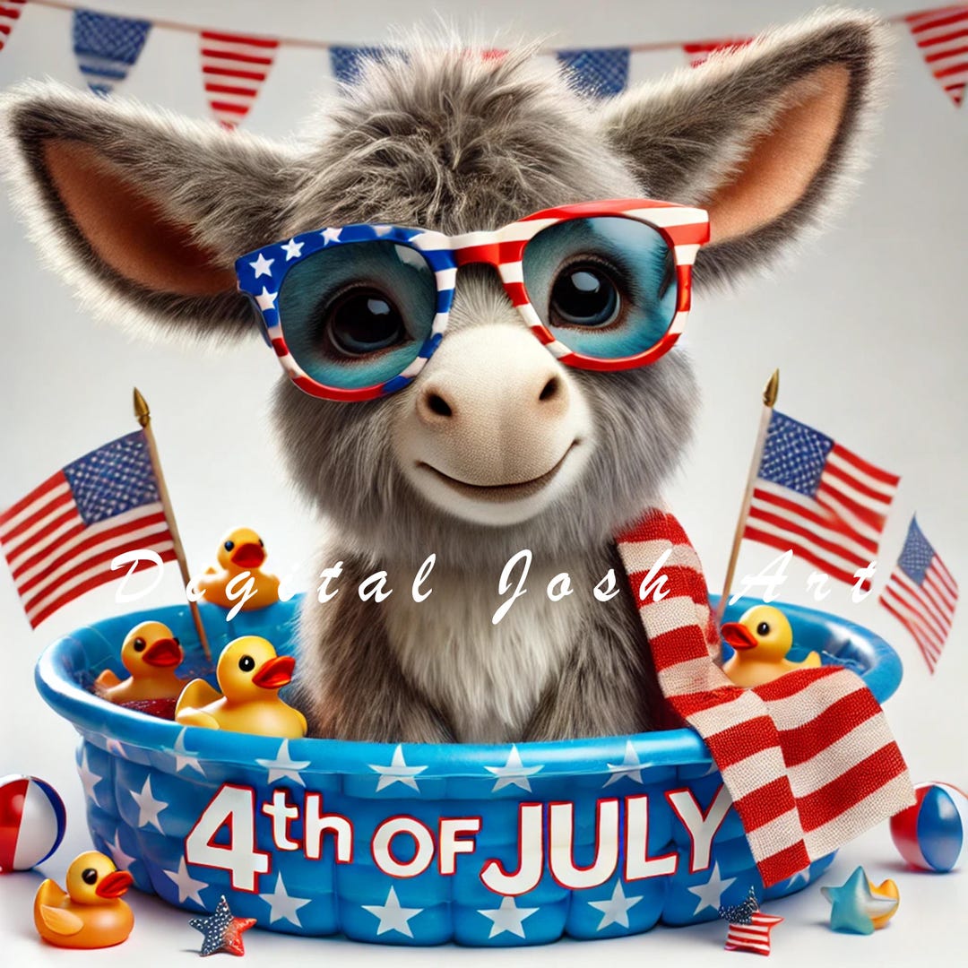 10 JPEG Cute 4th of July Donkey Clipart – Patriotic Summer Donkey Art ...