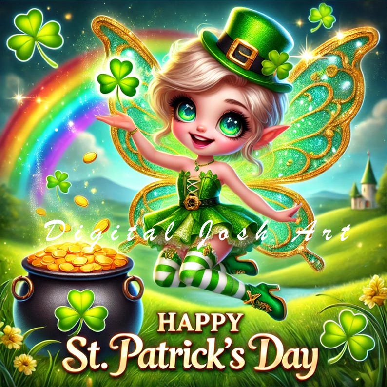 10 JPEG Cute St Patrick’s Day Fairy Clipart Bundle - Winter Fairy ...