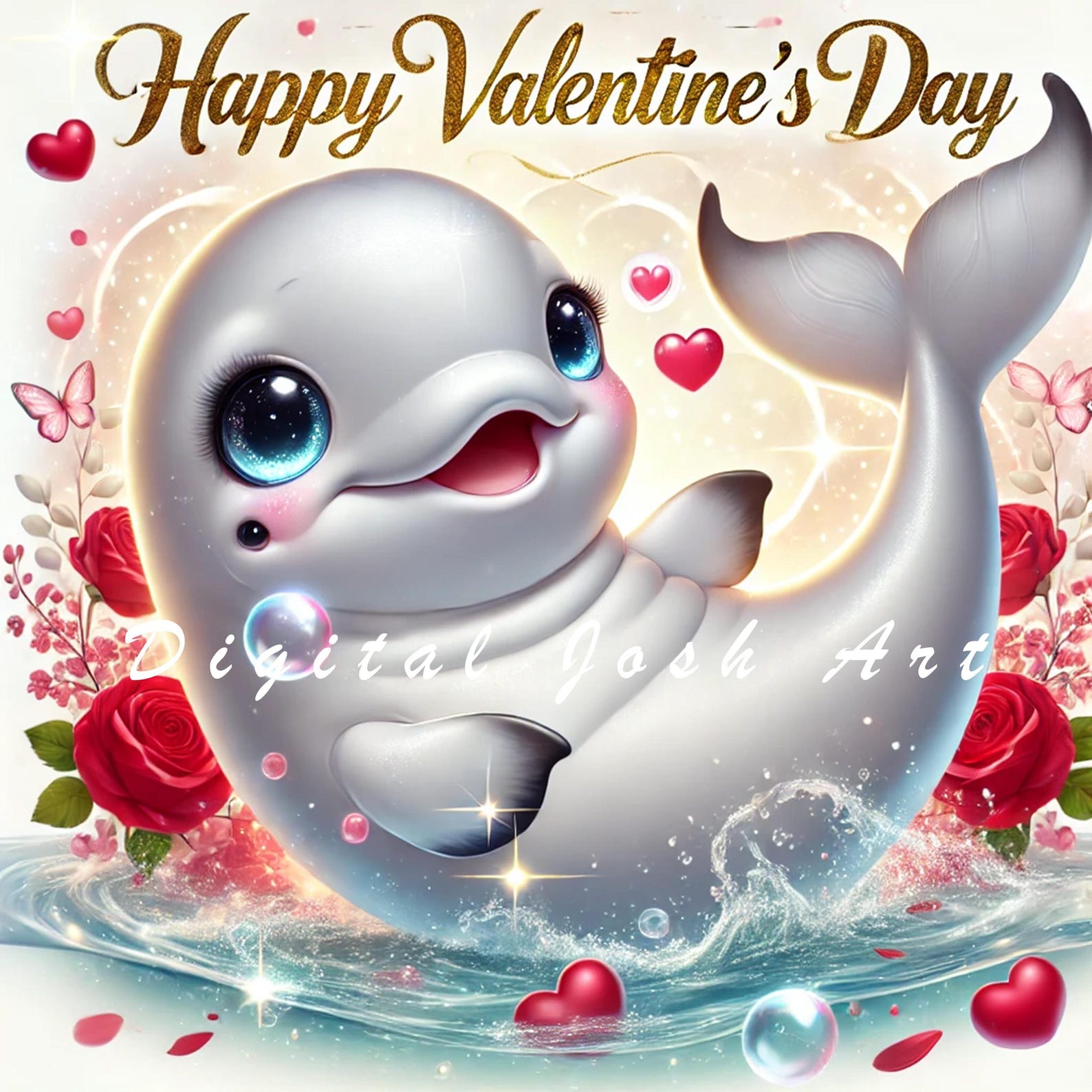 10 JPEG Cute Valentine’s Day Beluga Whale Clipart Bundle - Winter ...