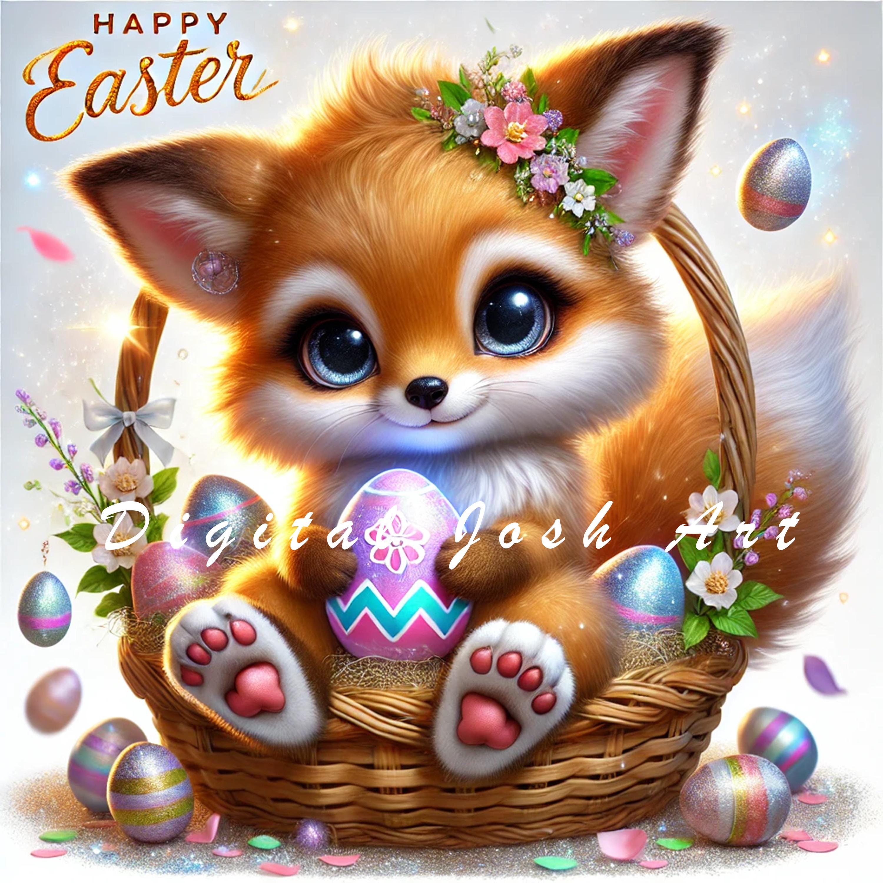 10 JPEG Cute Easter Fox Clipart Bundle - Spring Woodland Designs ...