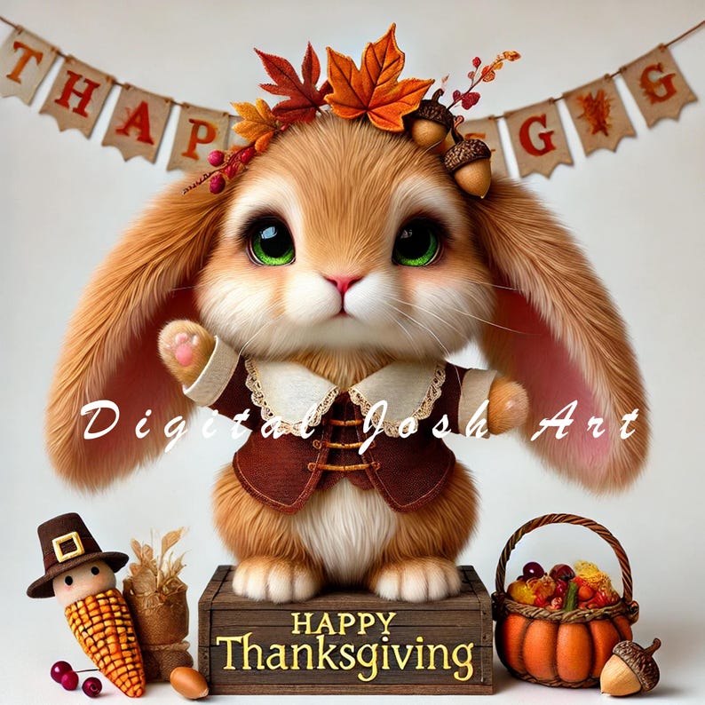 Thanksgiving Bunny Clipart – Autumn Harvest Designs (digital Download ...