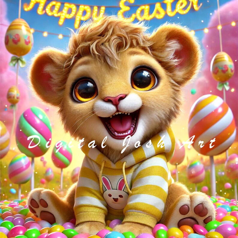 10 JPEG Cute Easter Lion Cub Clipart Set - Spring Baby Animal Designs ...