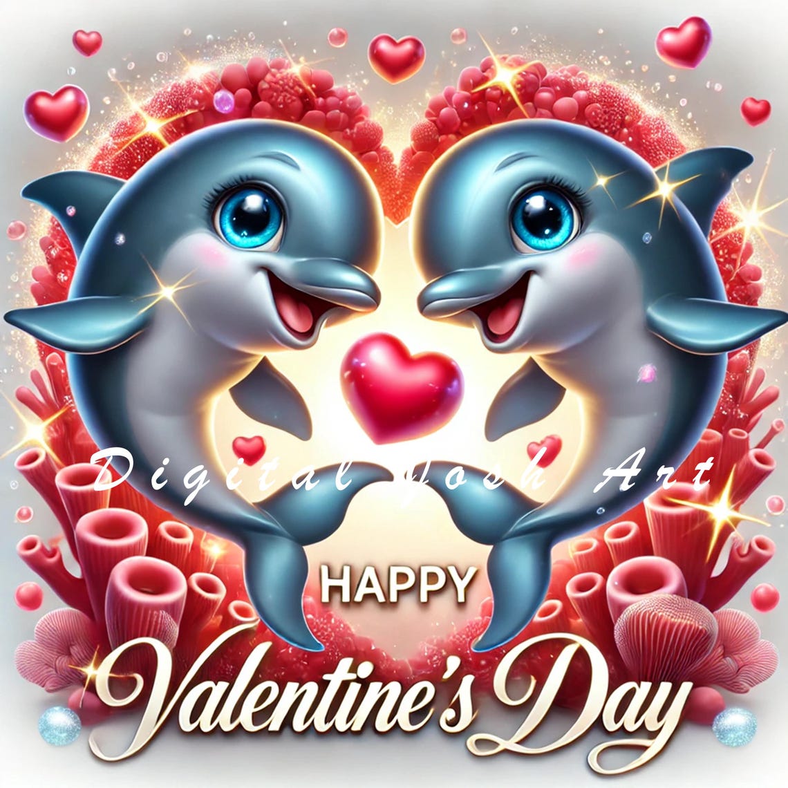 10 JPEG Cute Valentine’s Day Dolphin Clipart Bundle - Adorable Winter ...