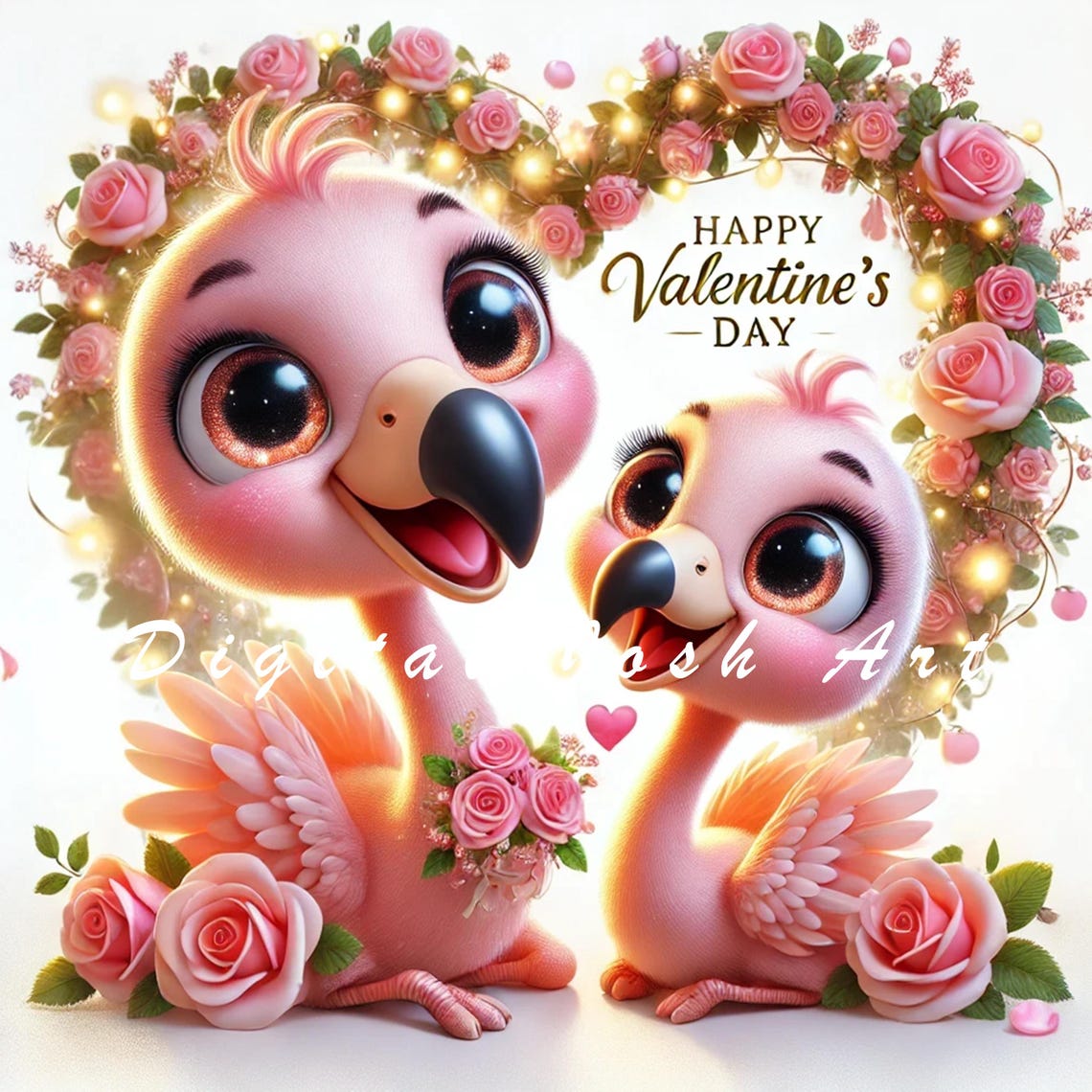 10 JPEG Cute Valentine’s Day Flamingo Clipart Bundle - Adorable Winter ...
