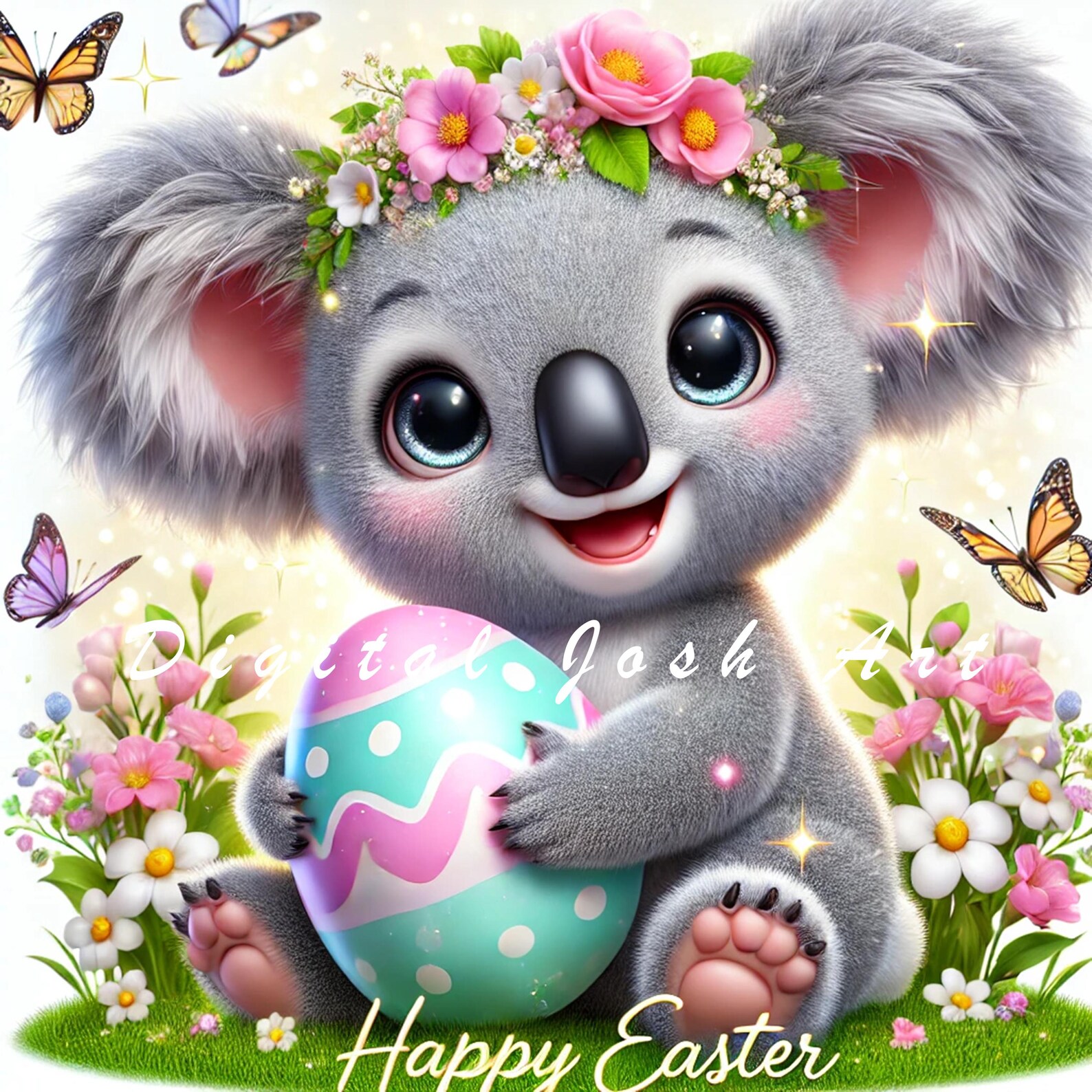 10 JPEG Cute Easter Koala Clipart Bundle - Spring Koala Designs ...