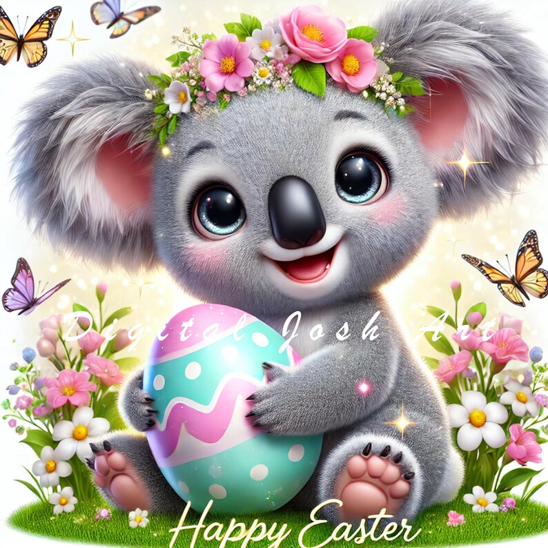10 JPEG Cute Easter Koala Clipart Bundle - Spring Koala Designs, Digital Download, Commercial ...