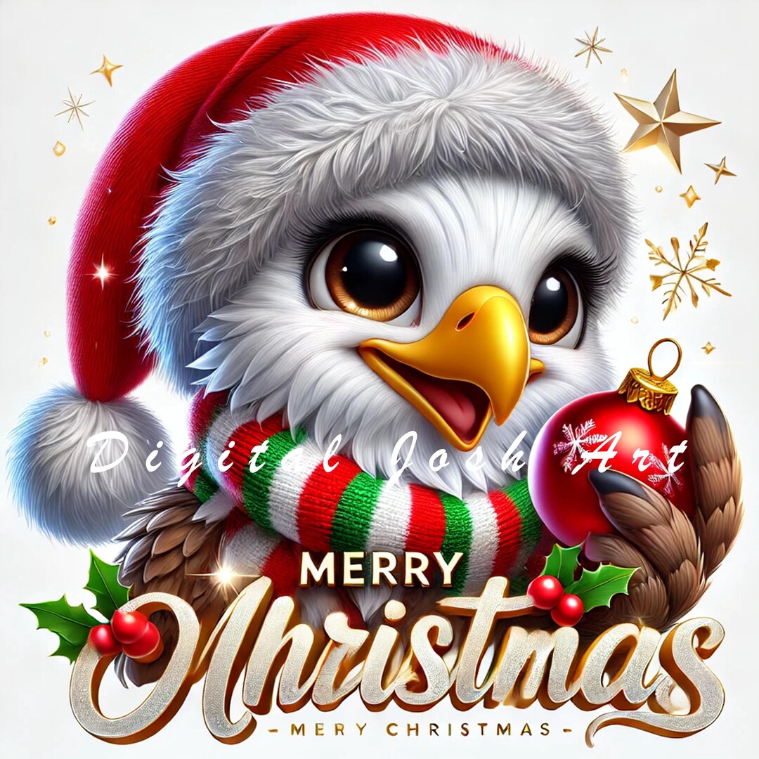 10 JPEG Cute Christmas Eagle Clipart Bundle - Winter Bird Designs ...