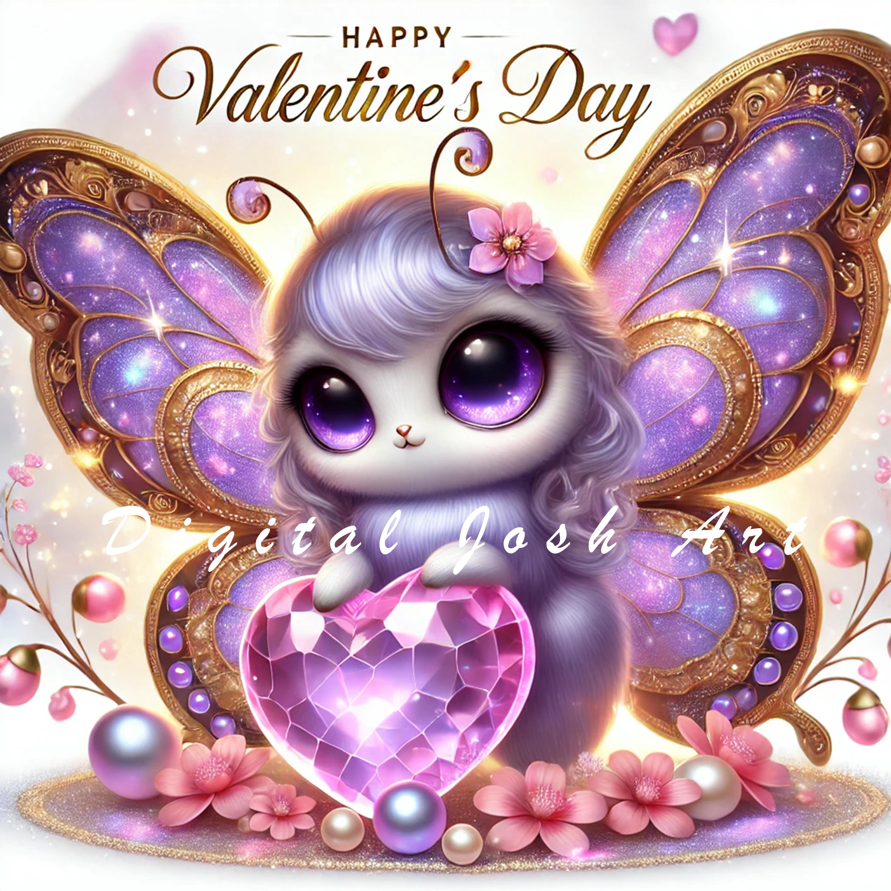 10 JPEG Cute Valentine’s Day Butterfly Clipart Bundle - Romantic ...