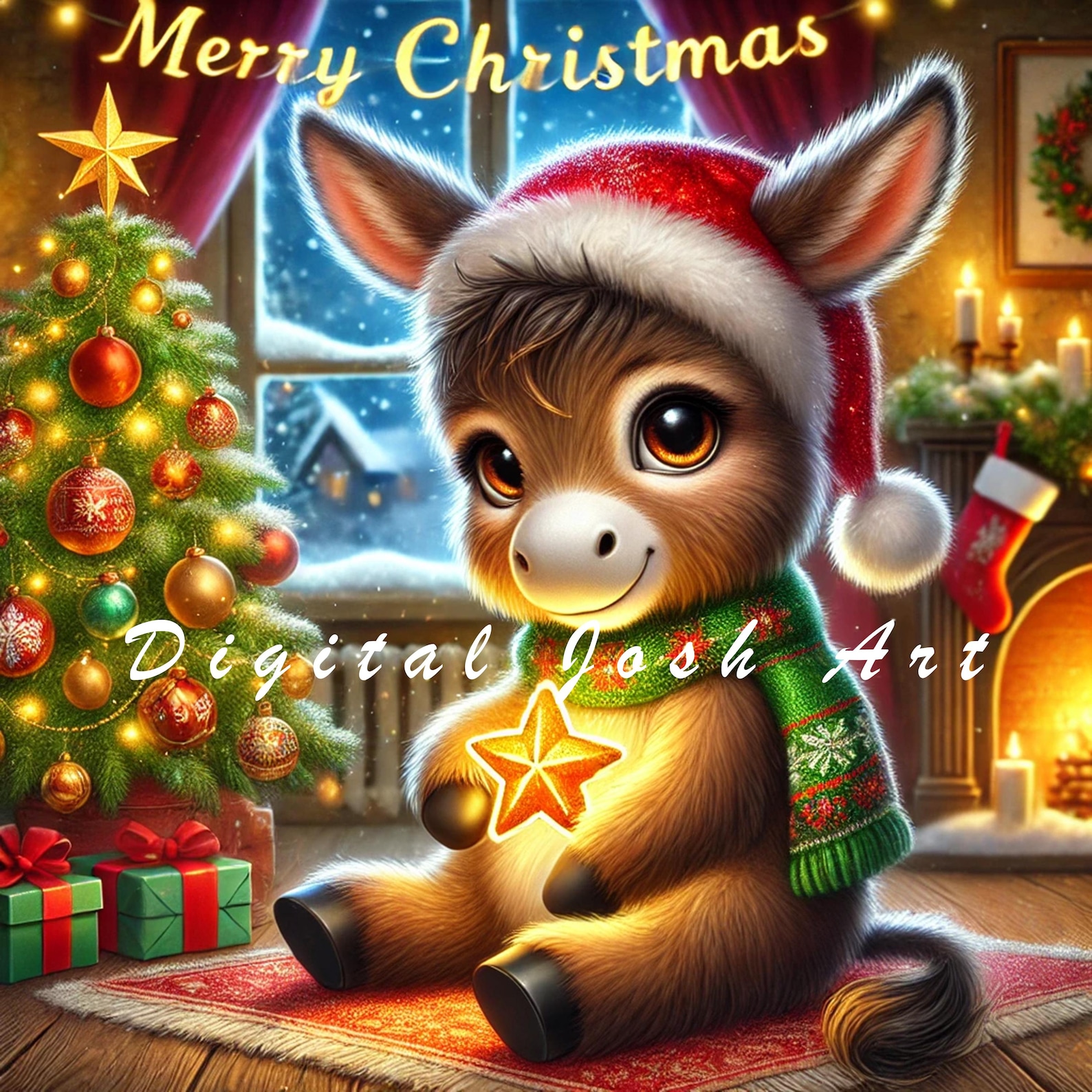 10 JPEG Cute Christmas Donkey Clipart Bundle - Winter Donkey Designs ...