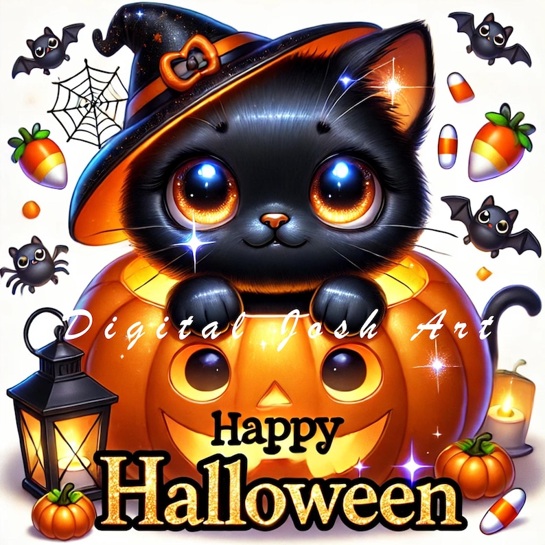 Halloween Black Cat Clipart: Spooky Kitty Designs (digital Download) - Etsy