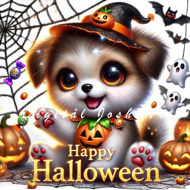 10 JPEG Cute Halloween Puppy Clipart – Spooky Autumn Dog Designs ...