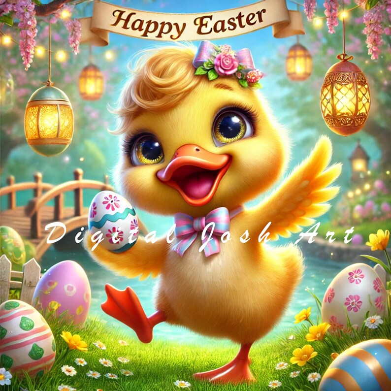 10 JPEG Cute Easter Duck Clipart Bundle - Spring Duck Illustrations ...
