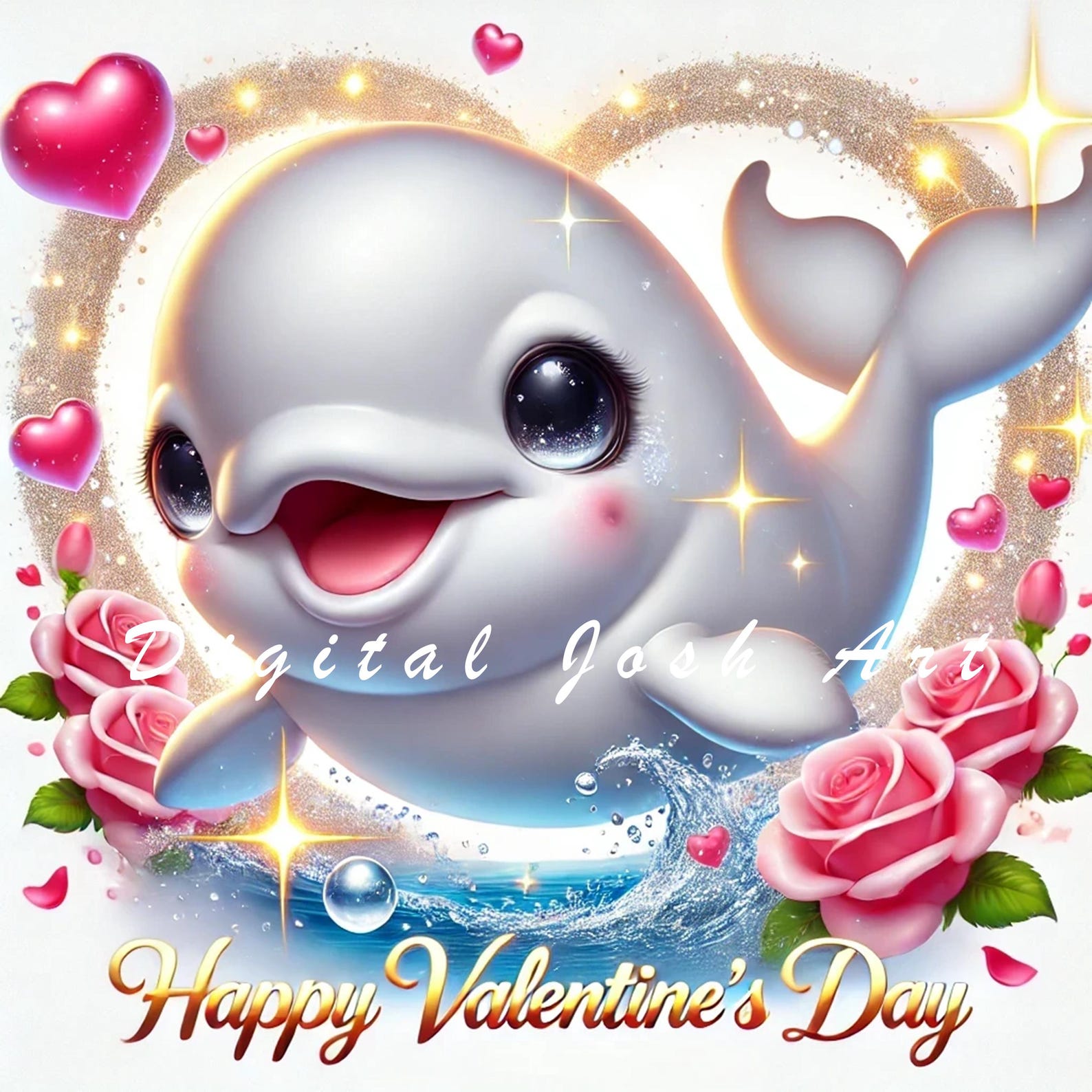 10 JPEG Cute Valentine’s Day Beluga Whale Clipart Bundle - Winter ...