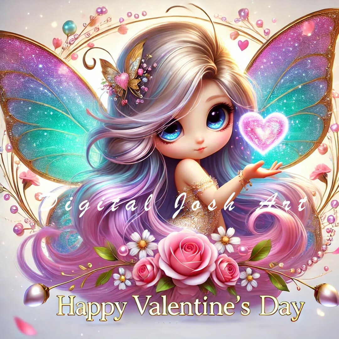 10 JPEG Cute Valentines Day Fairy Clipart Bundle Adorable Fairy Designs ...