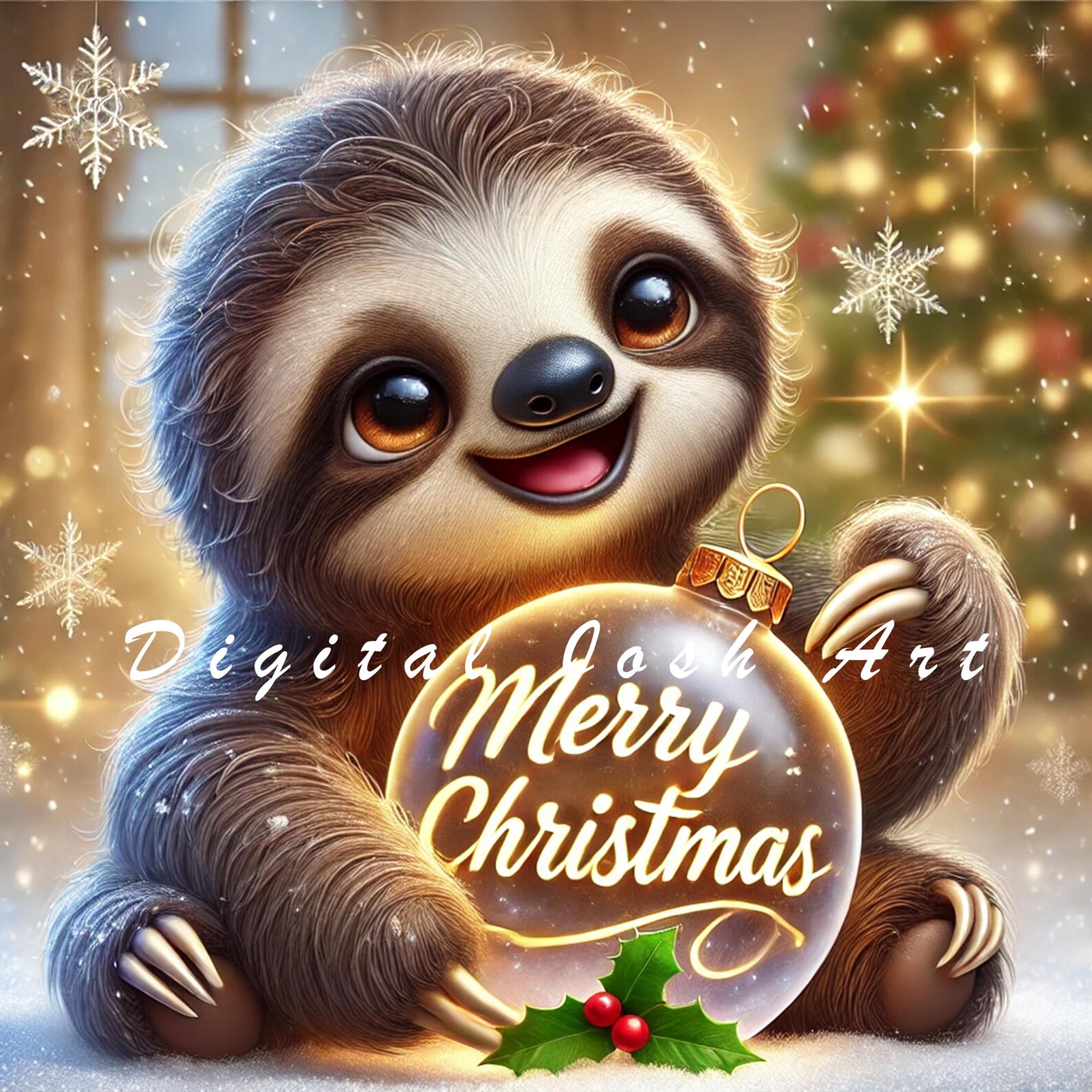 Cute Christmas Sloth Clipart Bundle 10 JPG Winter Animal Designs for ...