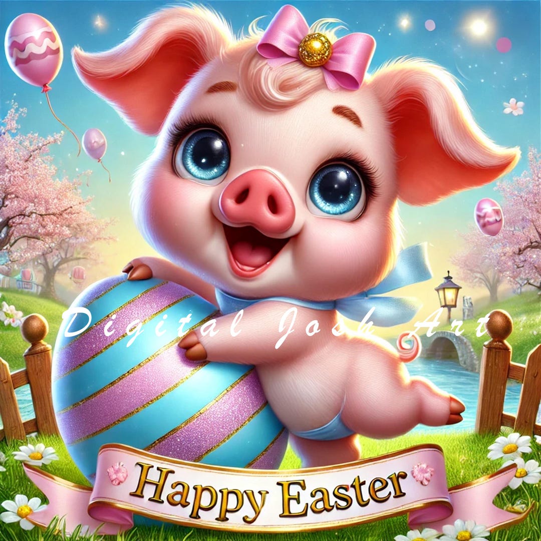 10 JPEG Cute Easter Piggy Clipart Bundle - Spring Pig Illustrations ...