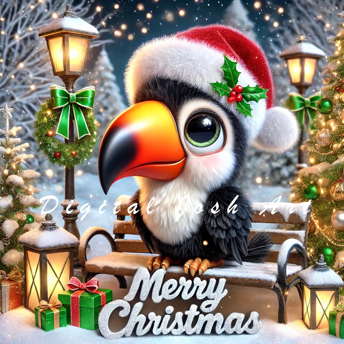 10 JPEG Cute Christmas Toucan Clipart Bundle - Winter Bird Designs ...