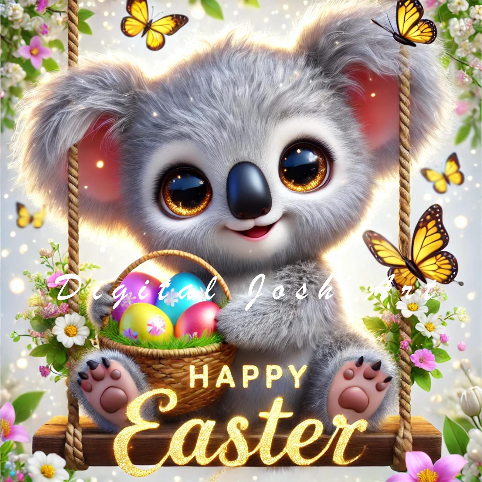 10 JPEG Cute Easter Koala Clipart Bundle - Spring Koala Designs ...