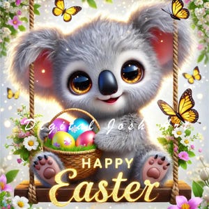 10 JPEG Cute Easter Koala Clipart Bundle - Spring Koala Designs ...