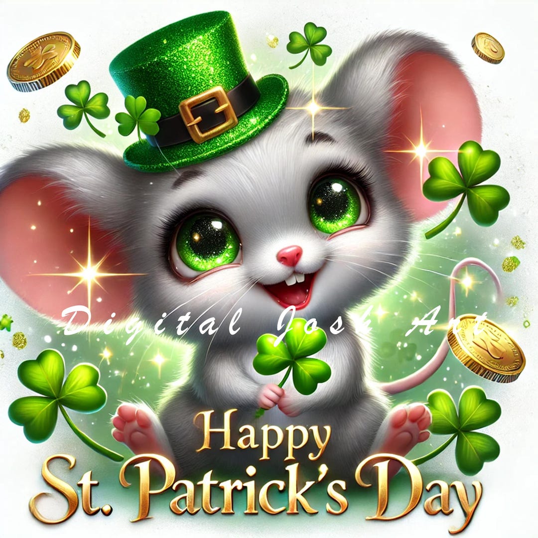 10 JPEG Cute St Patrick’s Day Mouse Clipart Bundle - Winter Mouse ...