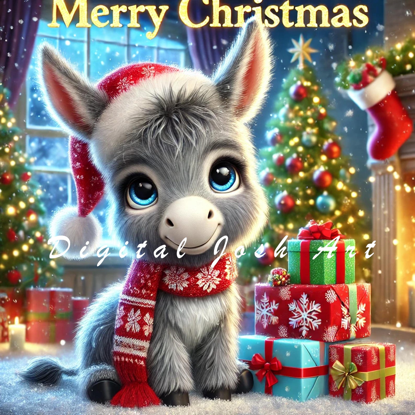 10 JPEG Cute Christmas Donkey Clipart Bundle - Winter Donkey Designs ...