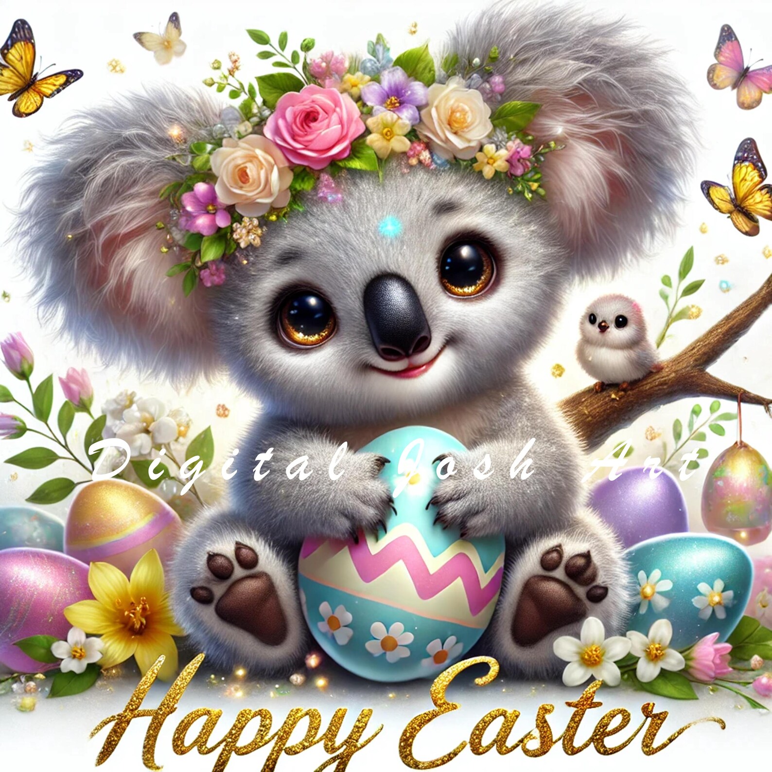 10 JPEG Cute Easter Koala Clipart Bundle - Spring Koala Designs ...