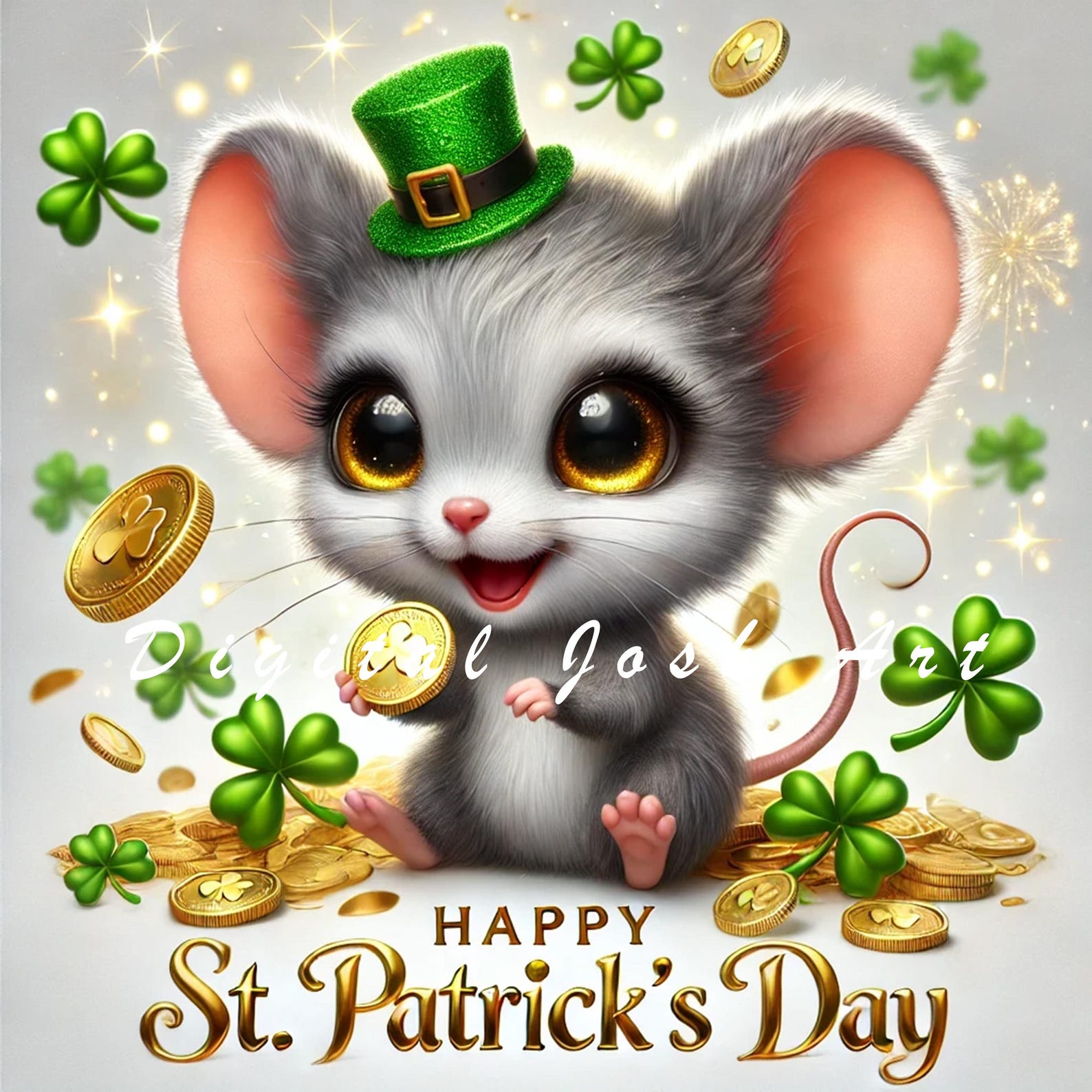 10 JPEG Cute St Patrick’s Day Mouse Clipart Bundle - Winter Mouse ...