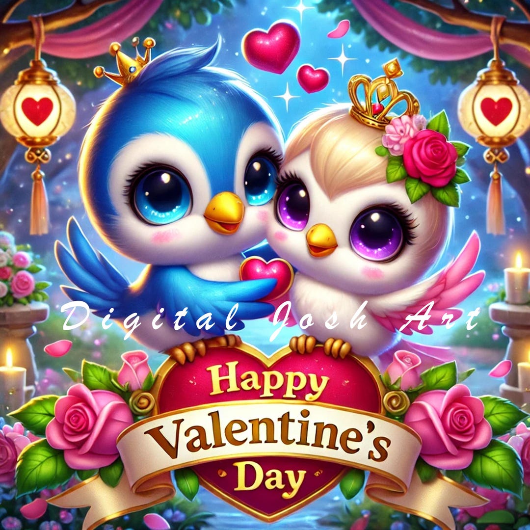 Cute Valentine’s Day Lovebird Clipart Bundle - 10 JPEG Winter Designs ...